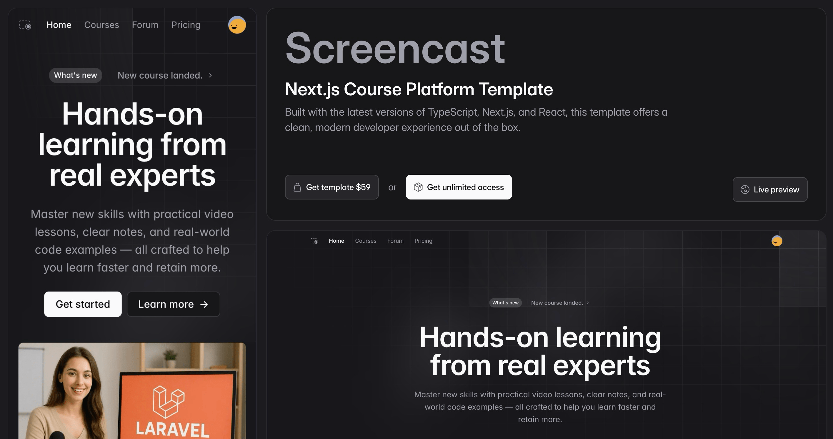 Course platform template / Intent UI