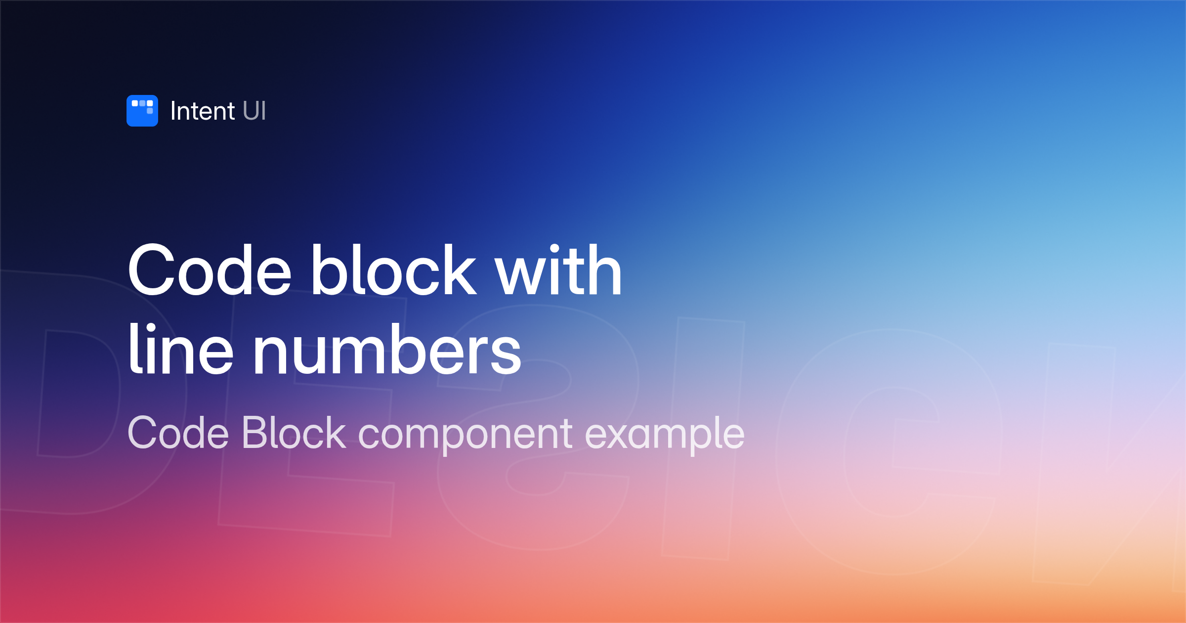 Patterns: Code block with line numbers / Intent UI Design