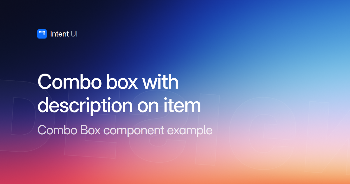 Patterns: Combo box with description on item / Intent UI Design