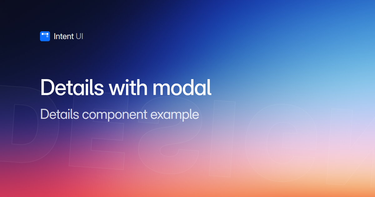 Patterns: Details with modal / Intent UI Design