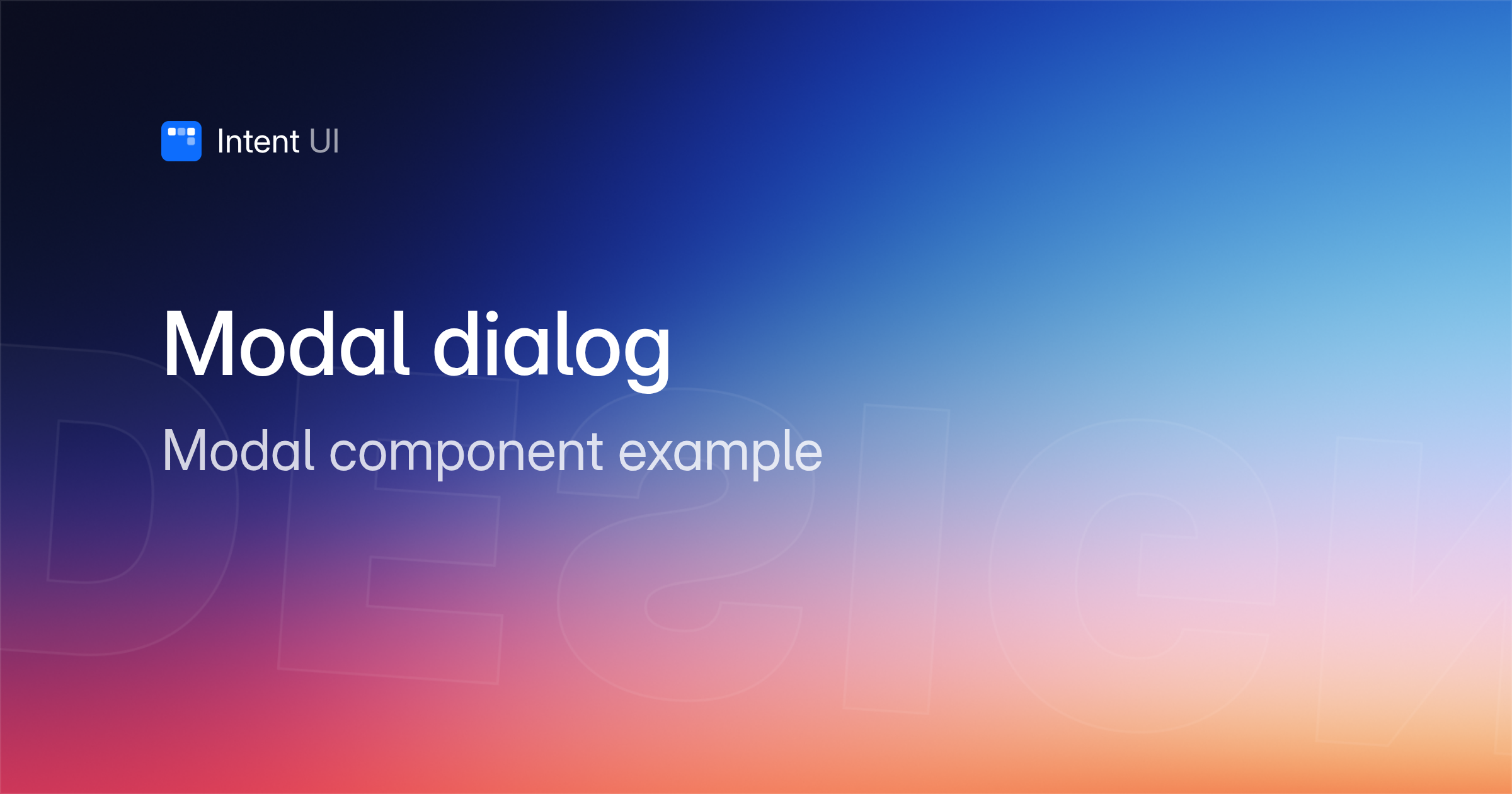 Patterns: Modal dialog / Intent UI Design