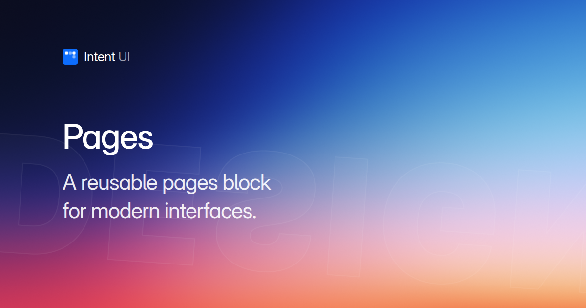 Blocks of Pages / Intent UI